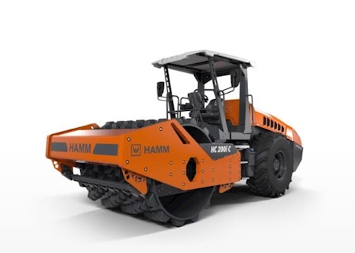 The Hamm HC 200i C P compactor with padfoot drum comes with articulated steering and 3-point ...